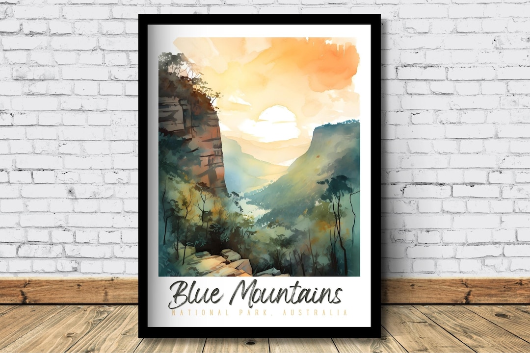 Blue Mountains National Park Watercolor Travel Poster Blue Mountains ...