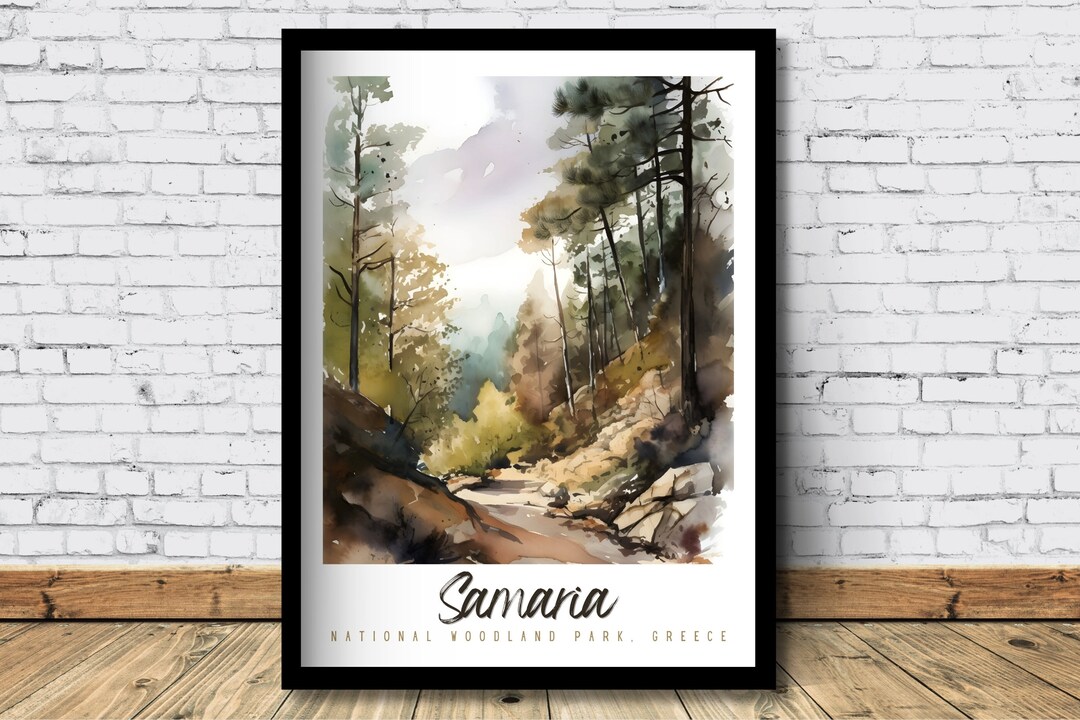 Samaria National Park Watercolor Travel Poster Samaria Wall Art Samaria ...