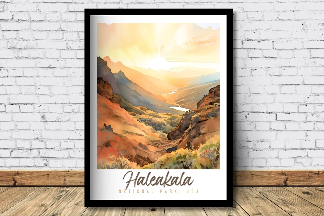 Haleakala National Park Watercolor Travel Poster Haleakala Wall Art Haleakala Watercolor Print ...