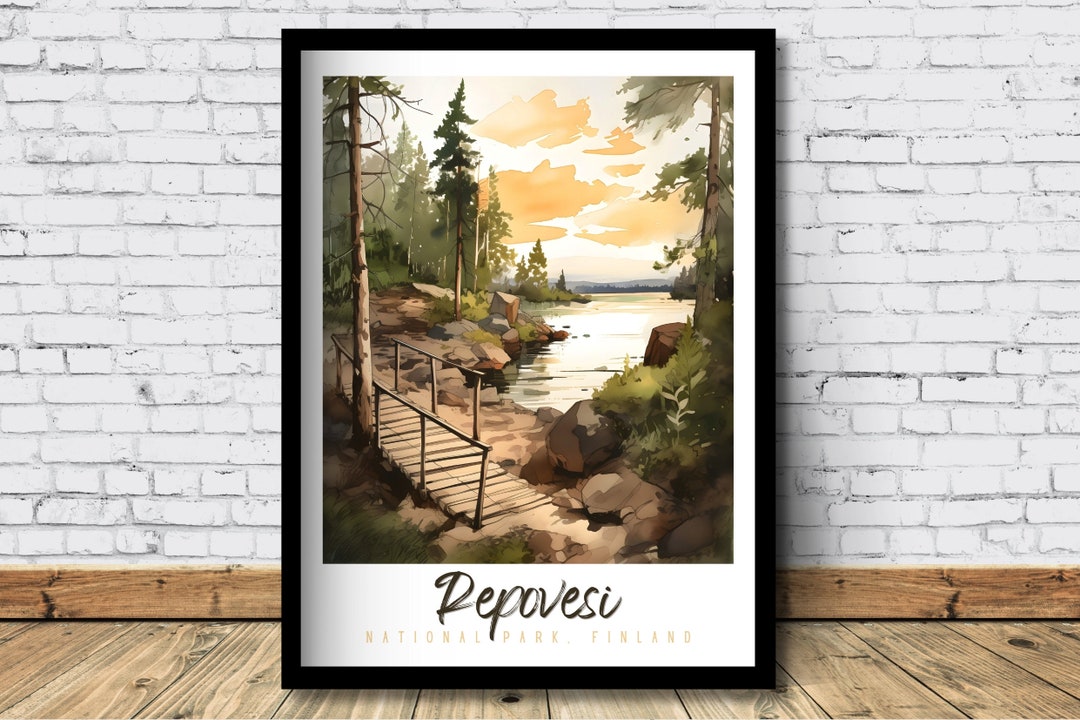 Repovesi National Park Watercolor Travel Poster Repovesi Wall Art ...