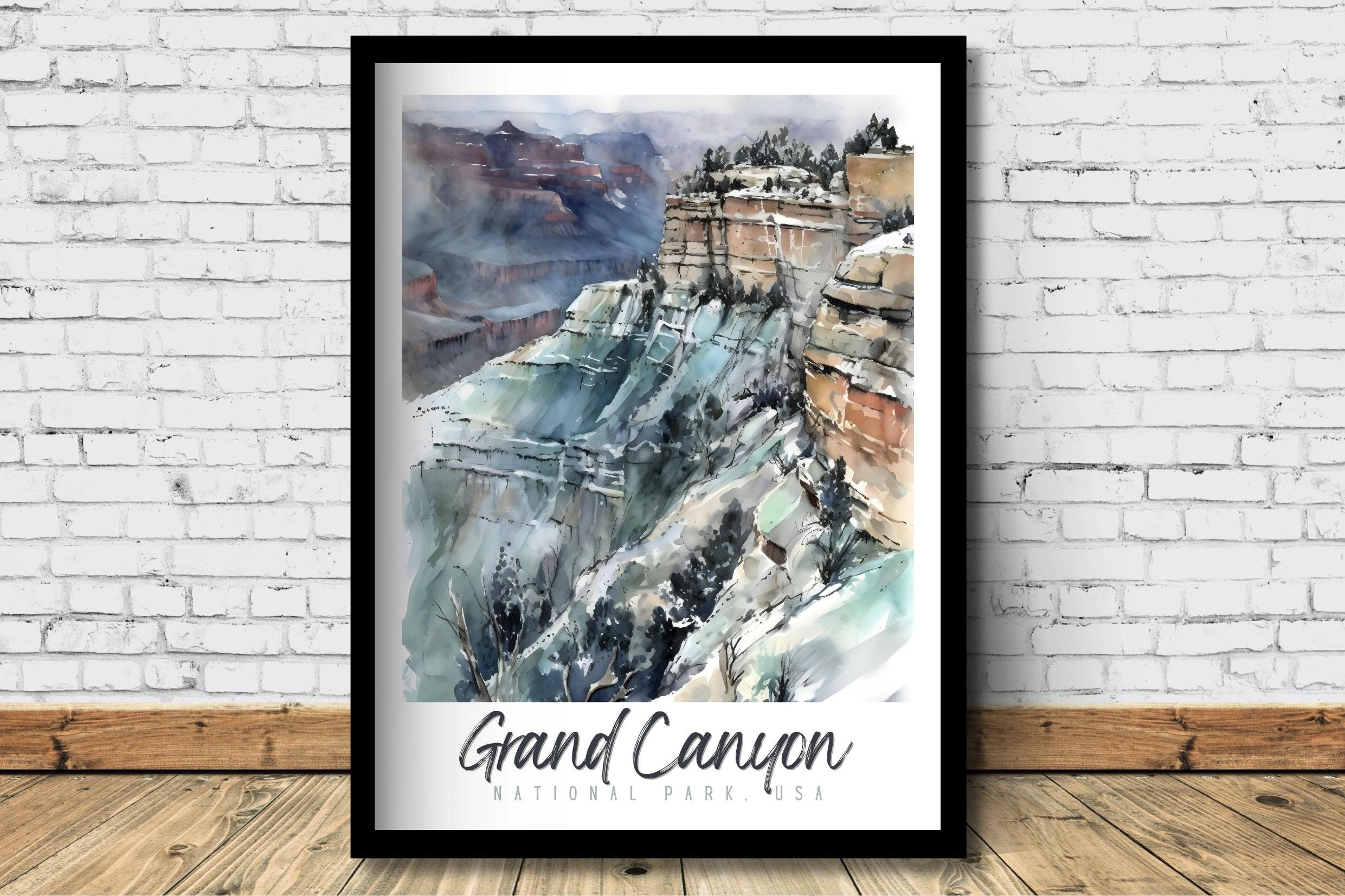 Grand Canyon National Park Watercolor Travel Poster Grand Canyon Wall ...