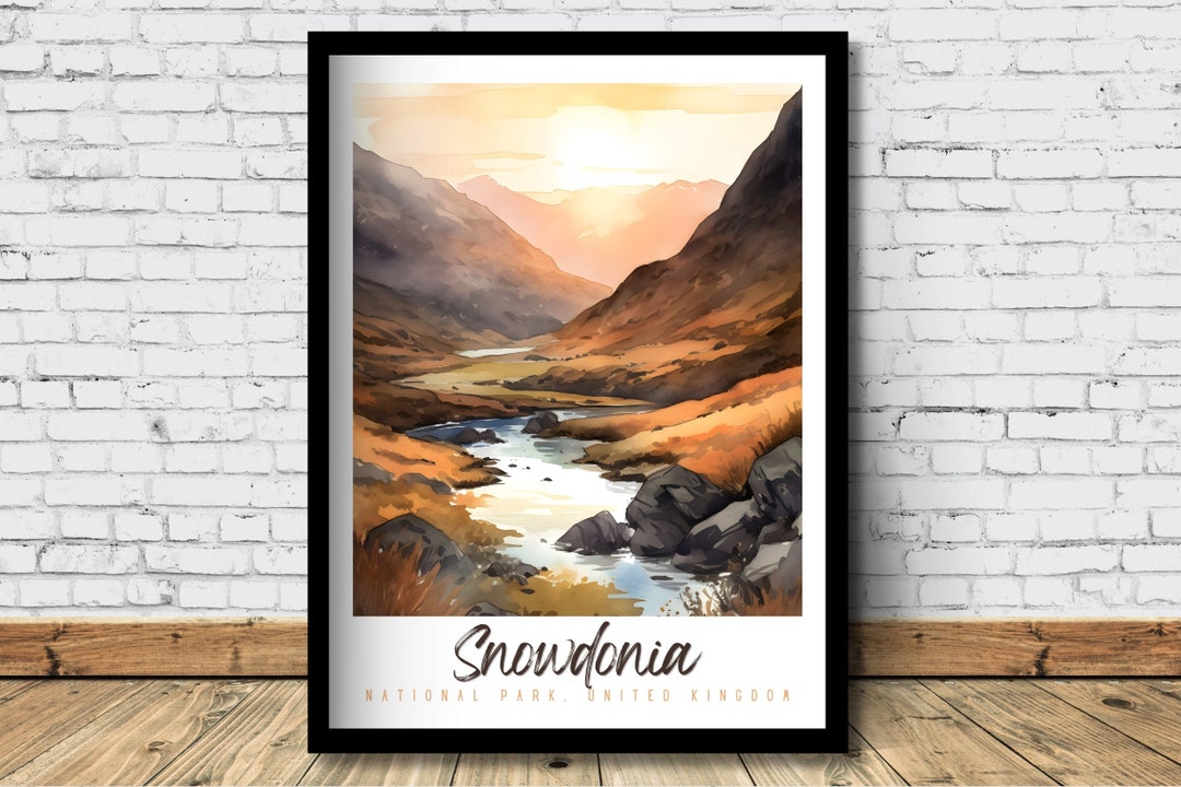Snowdonia National Park Watercolor Travel Poster Snowdonia Wall Art ...
