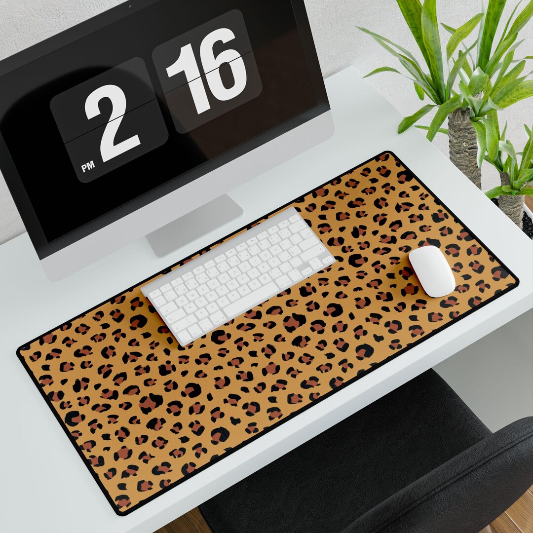 Stylish Leopard Print Desk Mat, Animal Print Desk Pad for Modern ...