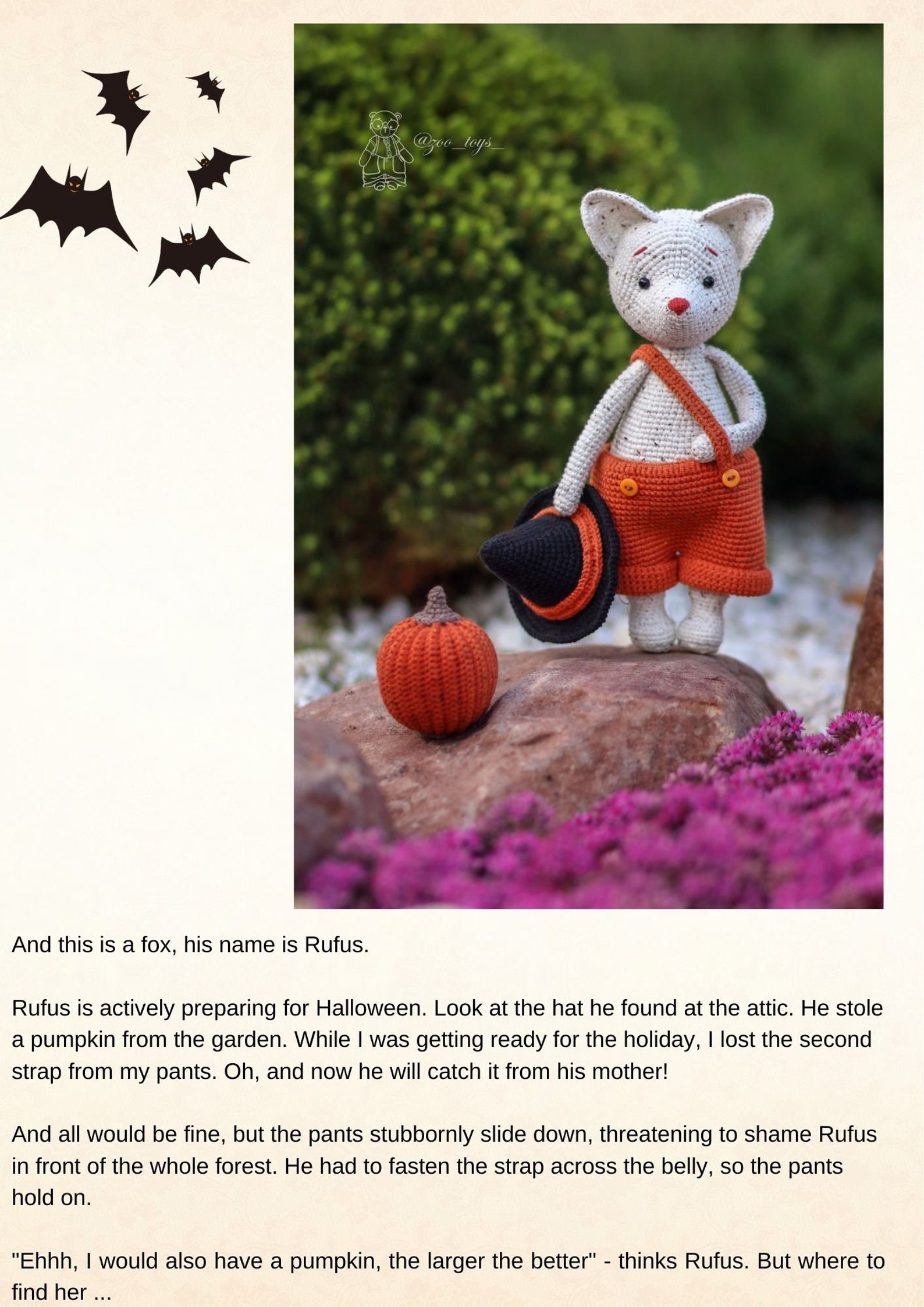 Crochet Pattern Fox Halloween. Amigurumi Animals. White Fox. - Etsy