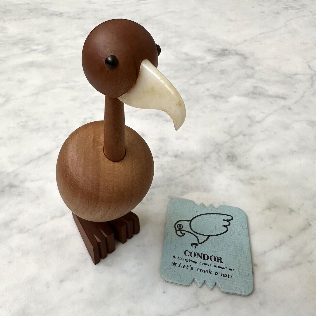 Senshukai Royal Pet Condor Bird Wooden Figurine W/ Card Japan Mid ...