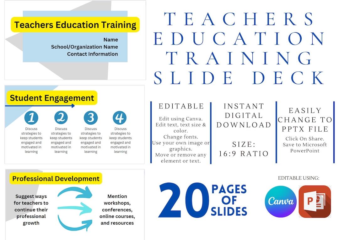 20 Pages Simple Design & Guide Teacher Slide Template, Education ...