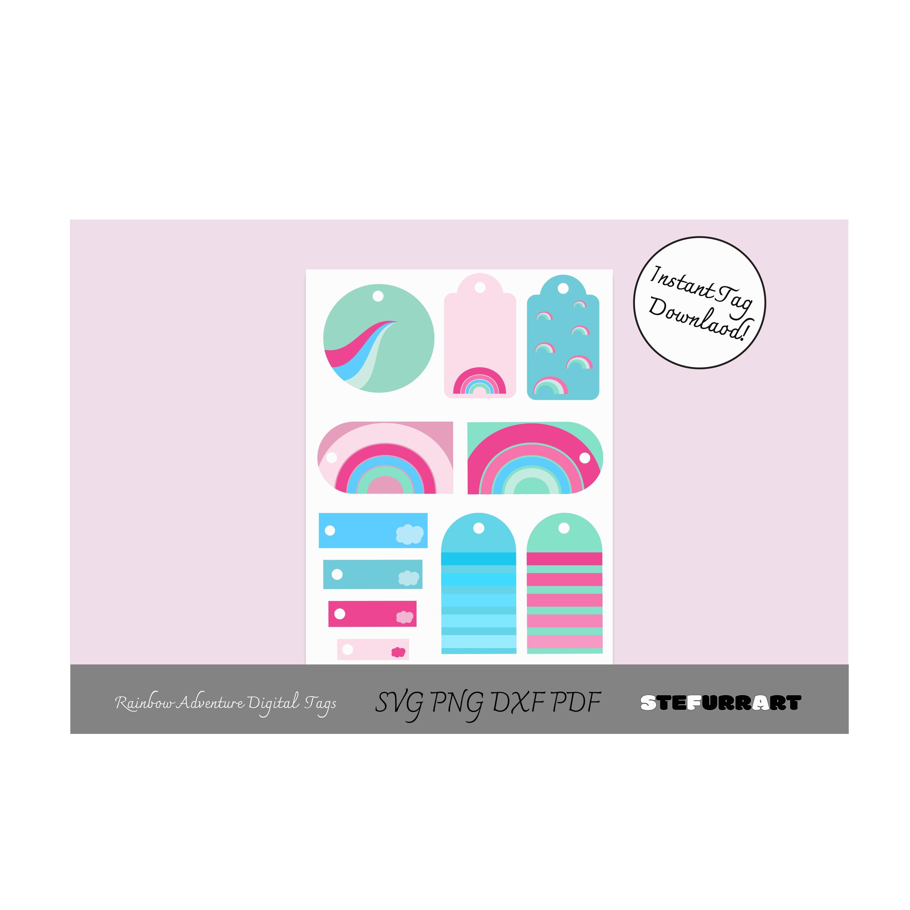 Rainbow, Gift Tags, SVG, PNG, DXF, Tag, Tags, Svg Files for Cricut ...