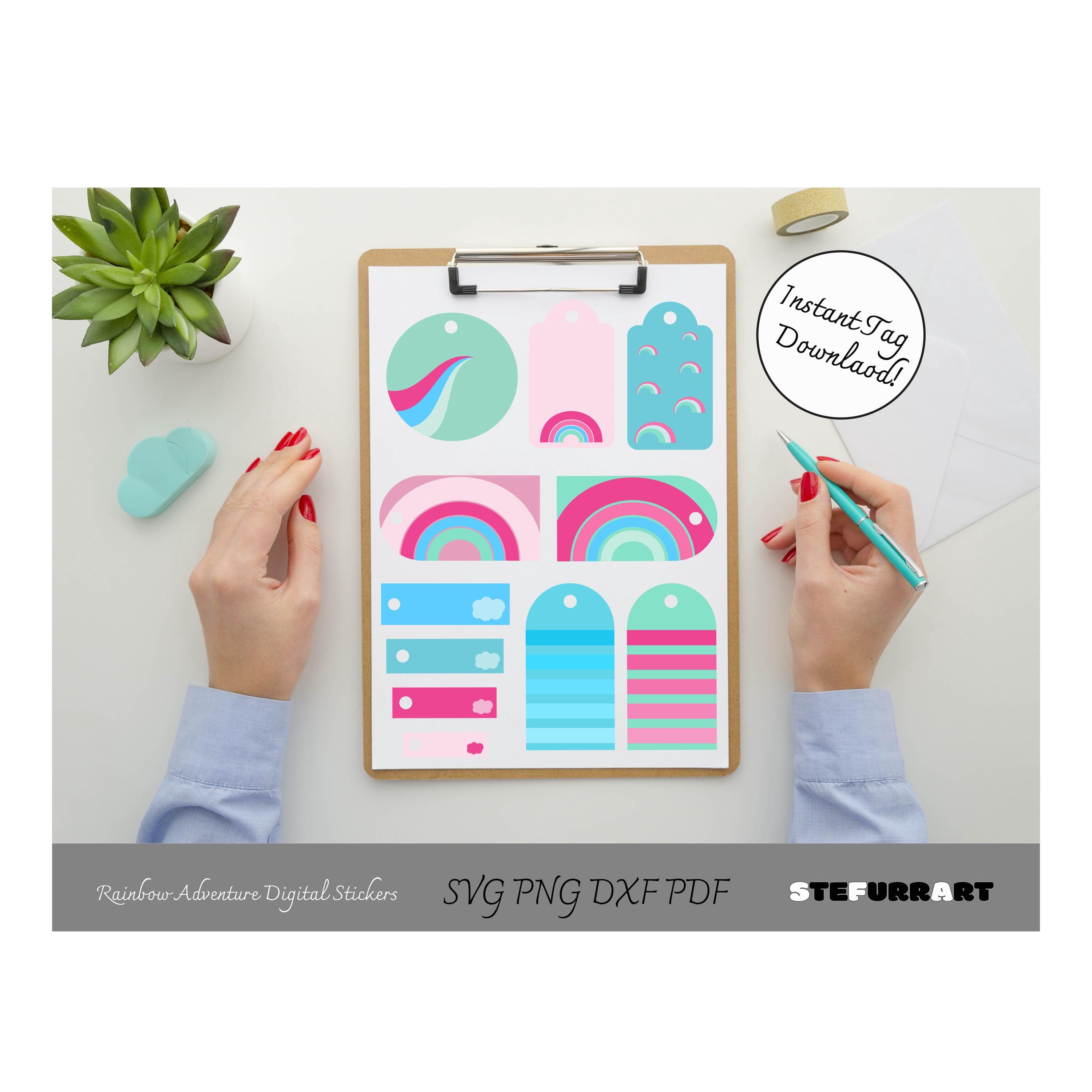 Rainbow, Gift Tags, SVG, PNG, DXF, Tag, Tags, Svg Files for Cricut ...
