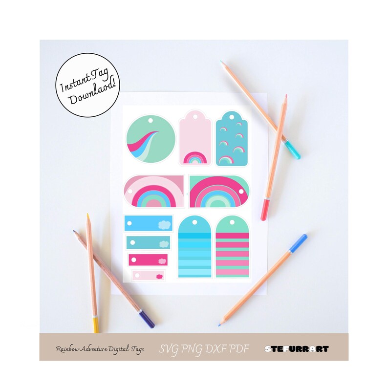 Rainbow, Gift Tags, SVG, PNG, DXF, Tag, Tags, Svg Files for Cricut ...