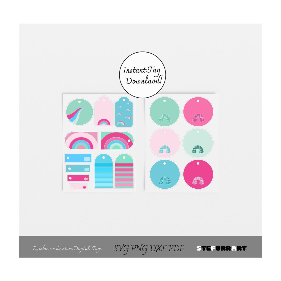 Rainbow, Gift Tags, SVG, PNG, DXF, Tag, Tags, Svg Files for Cricut ...