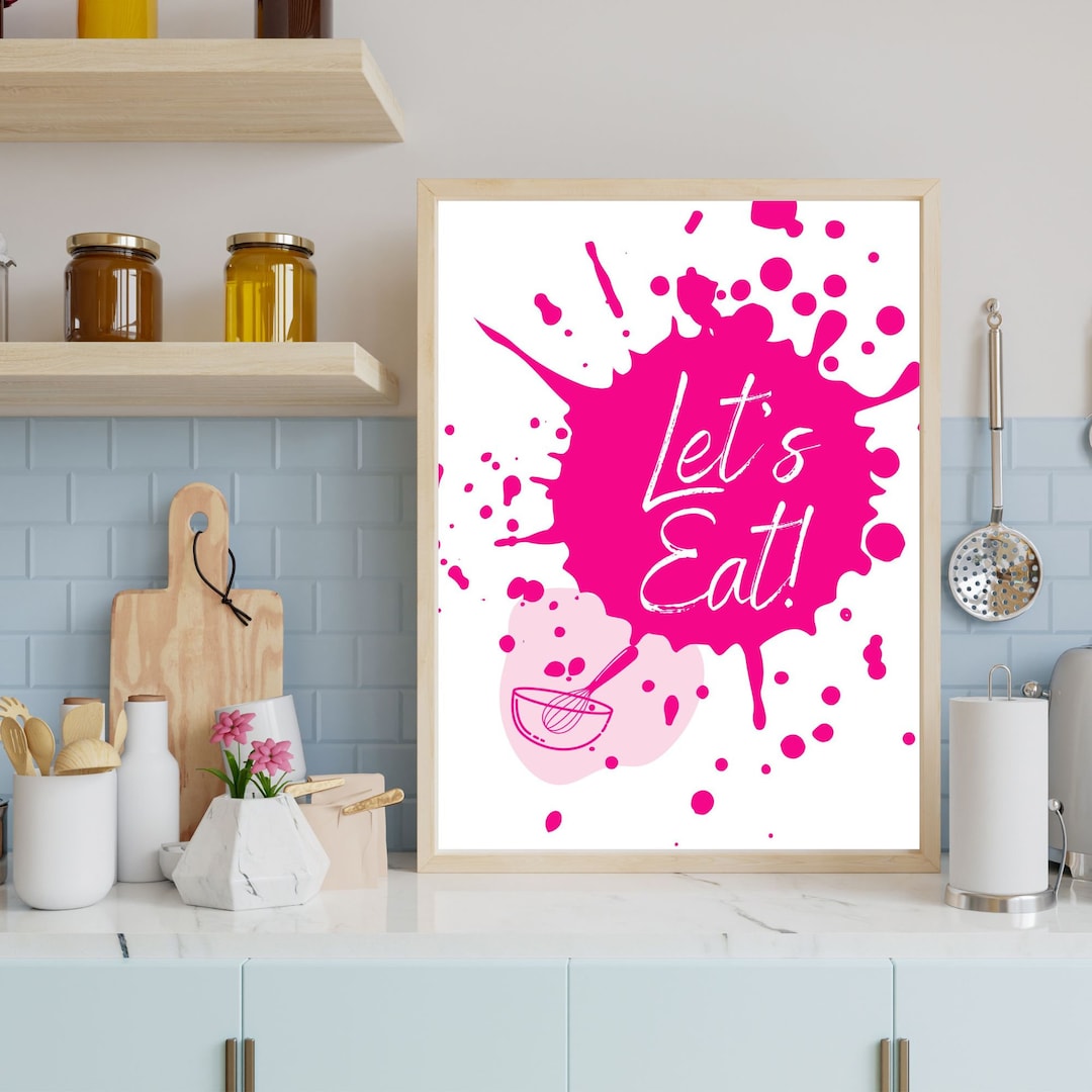 Pink Kitchen Printable | Digital Art | Pink Let's Eat | Fun Kitchen ...