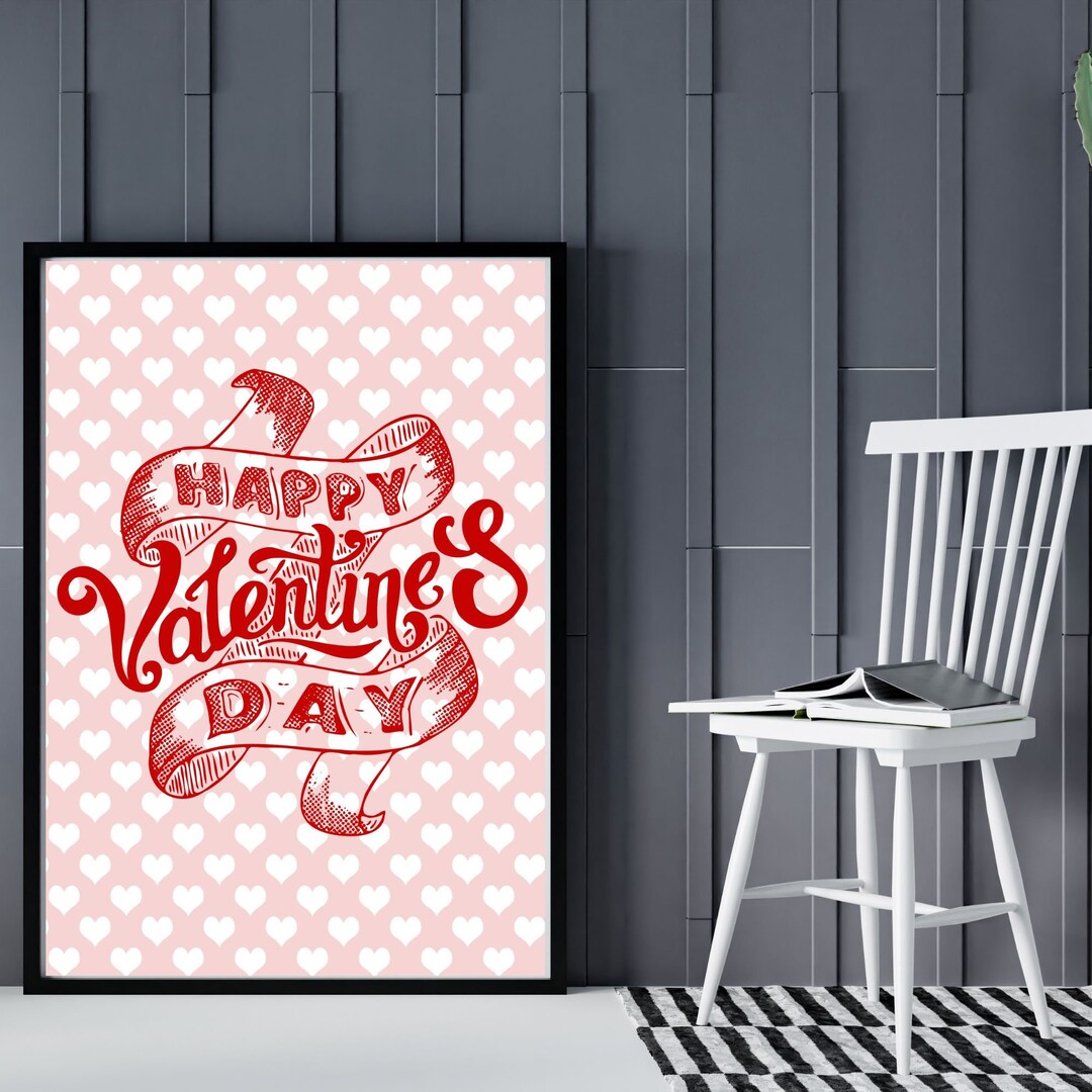 Happy Valentines Day Tattoo Style Art, Valentines Pink Printable ...