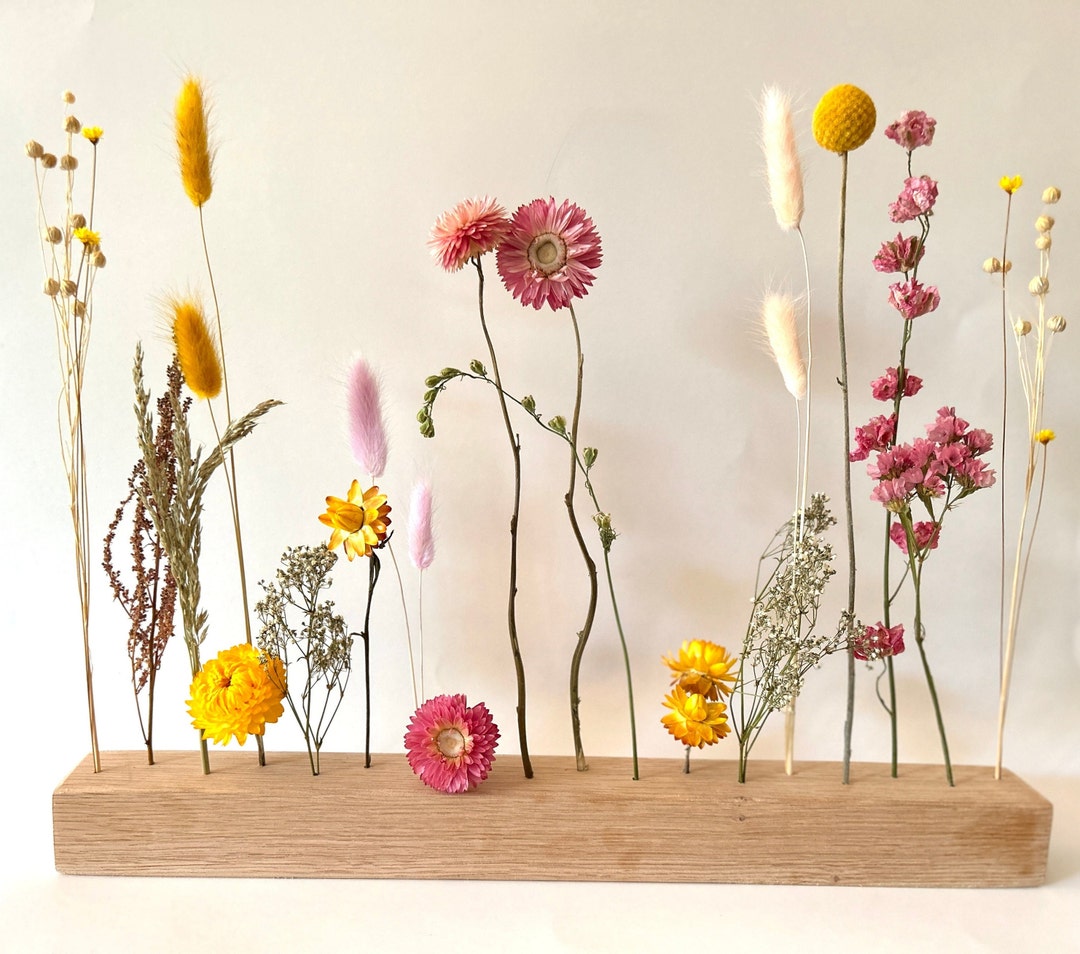 Dried Flower Bar "pink Skies", Wooden Flower Arrangement, Dried Flower ...