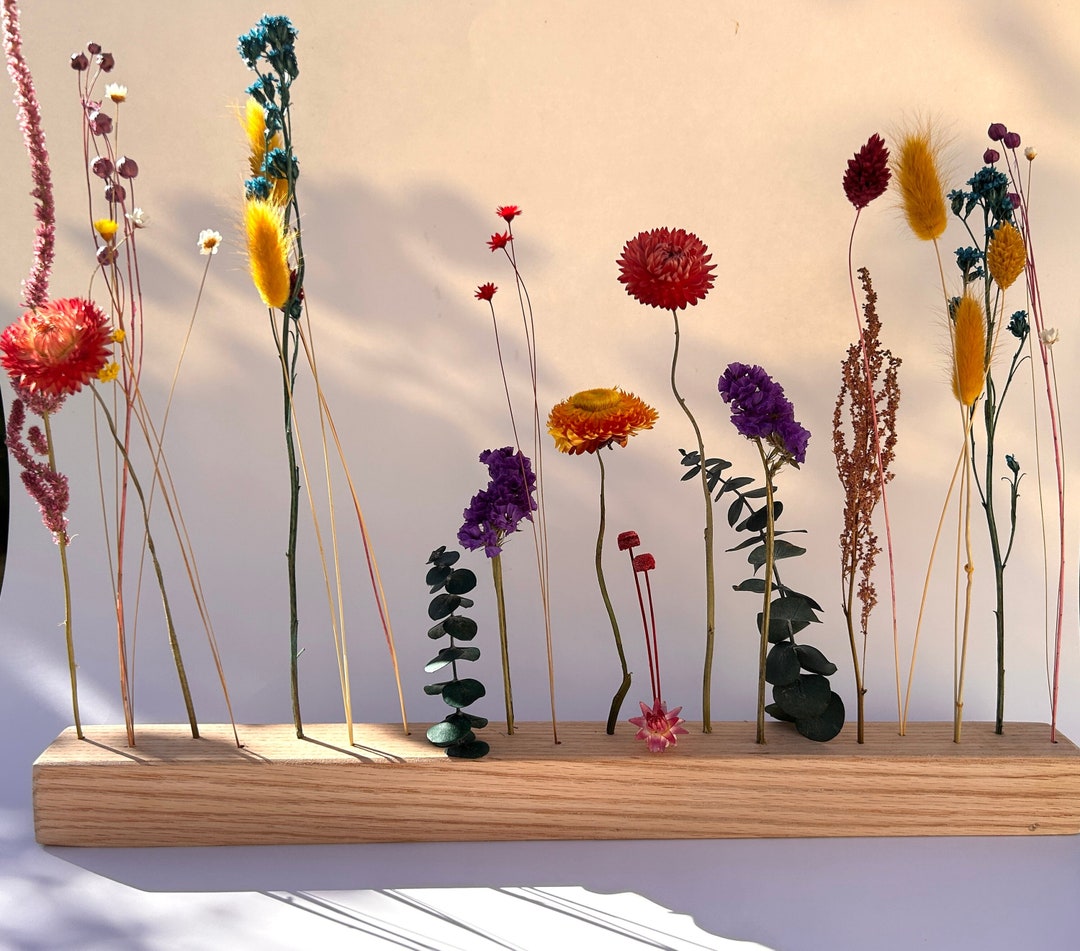 Dried Flower Bar everlasting Autumn, Wooden Flower Arrangement, Dried ...
