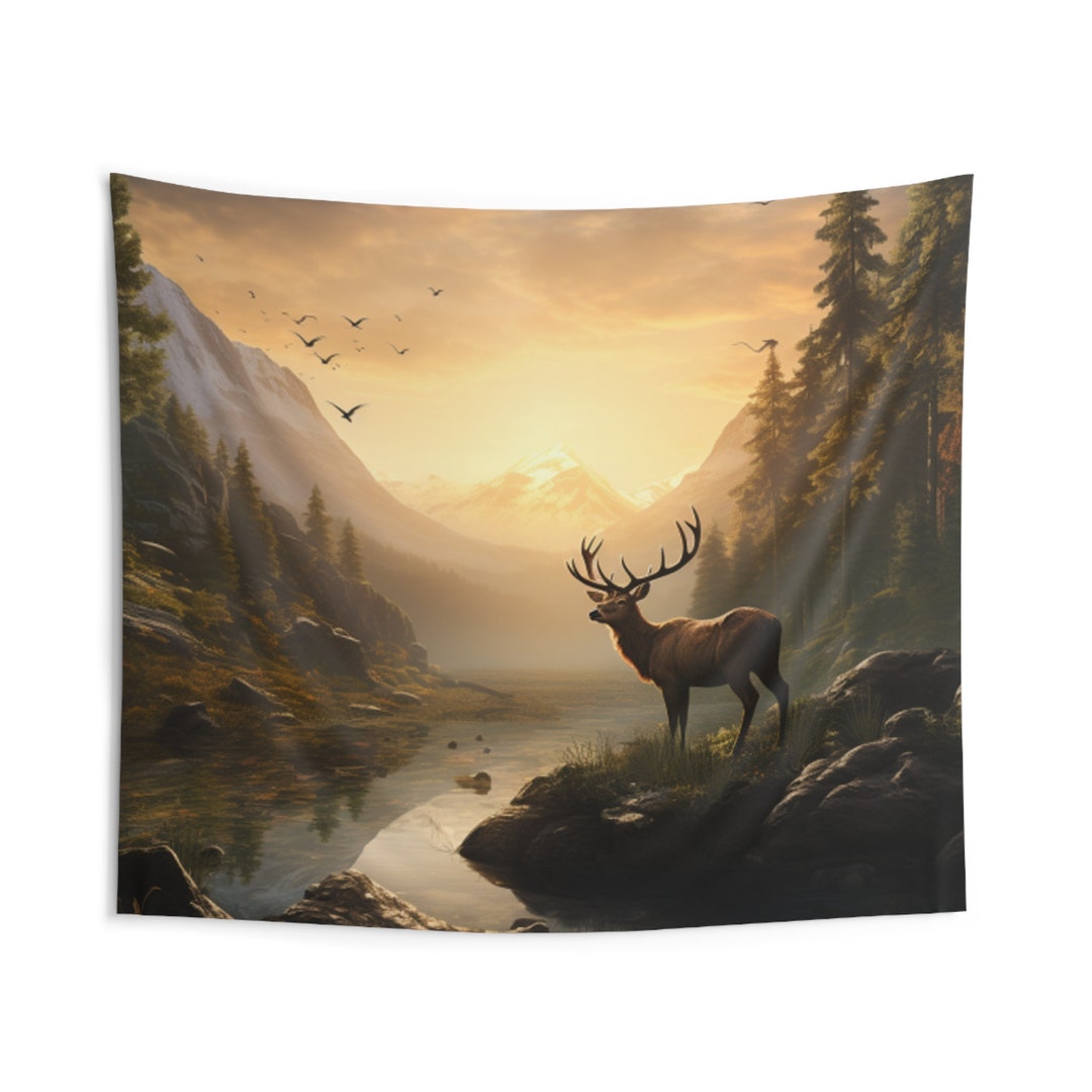 Elk in the Wilderness Indoor Wall Tapestries Mountain - Etsy