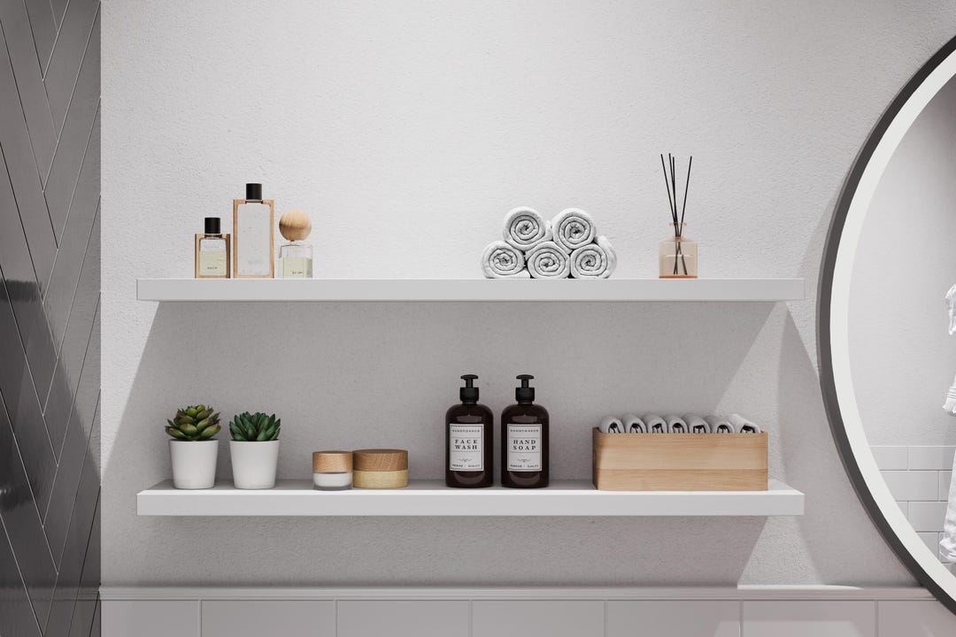 Handmade White Floating Shelf, Custom Bathroom Shelf, Solid Wooden ...