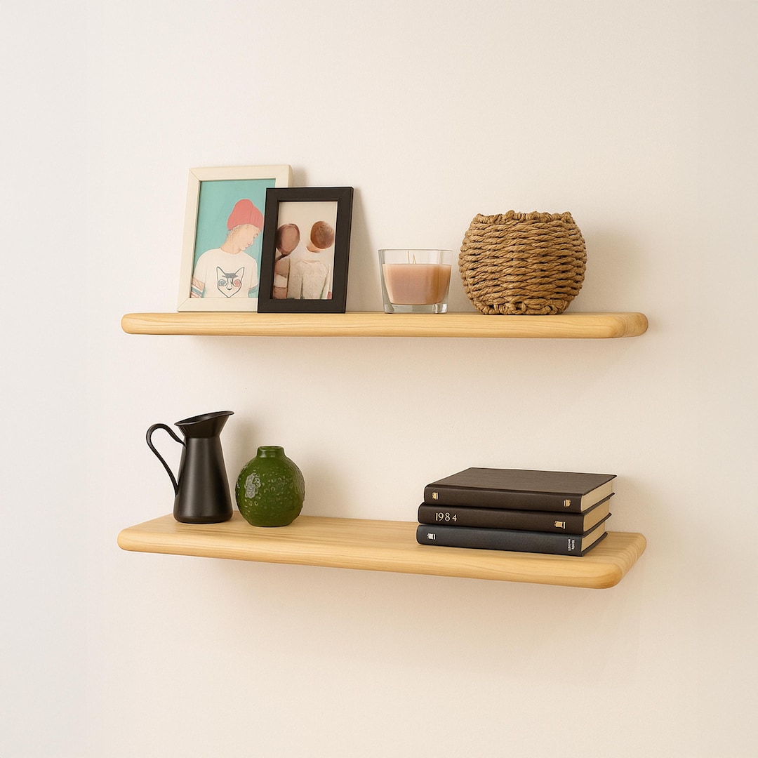 Full-radius Floating Shelf, Handmade Rounded Corner Wall Rack, Bullnose ...