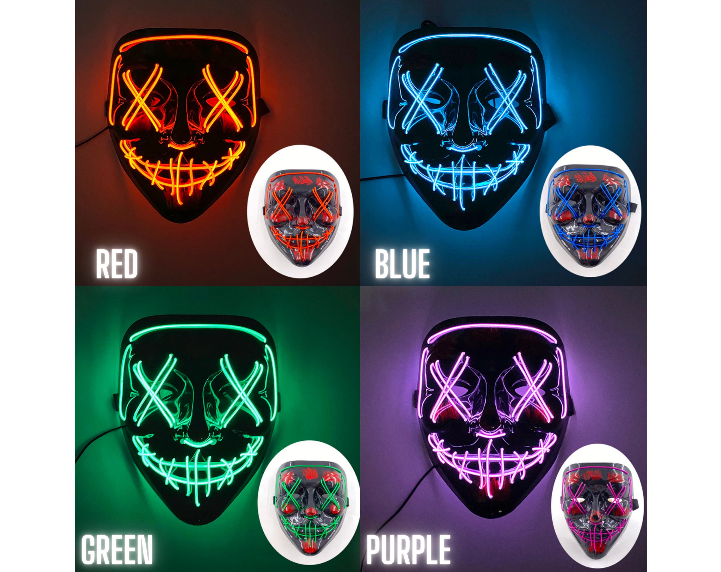 Halloween Neon Led Purge Wireless Mask Masquerade Carnival - Etsy Singapore