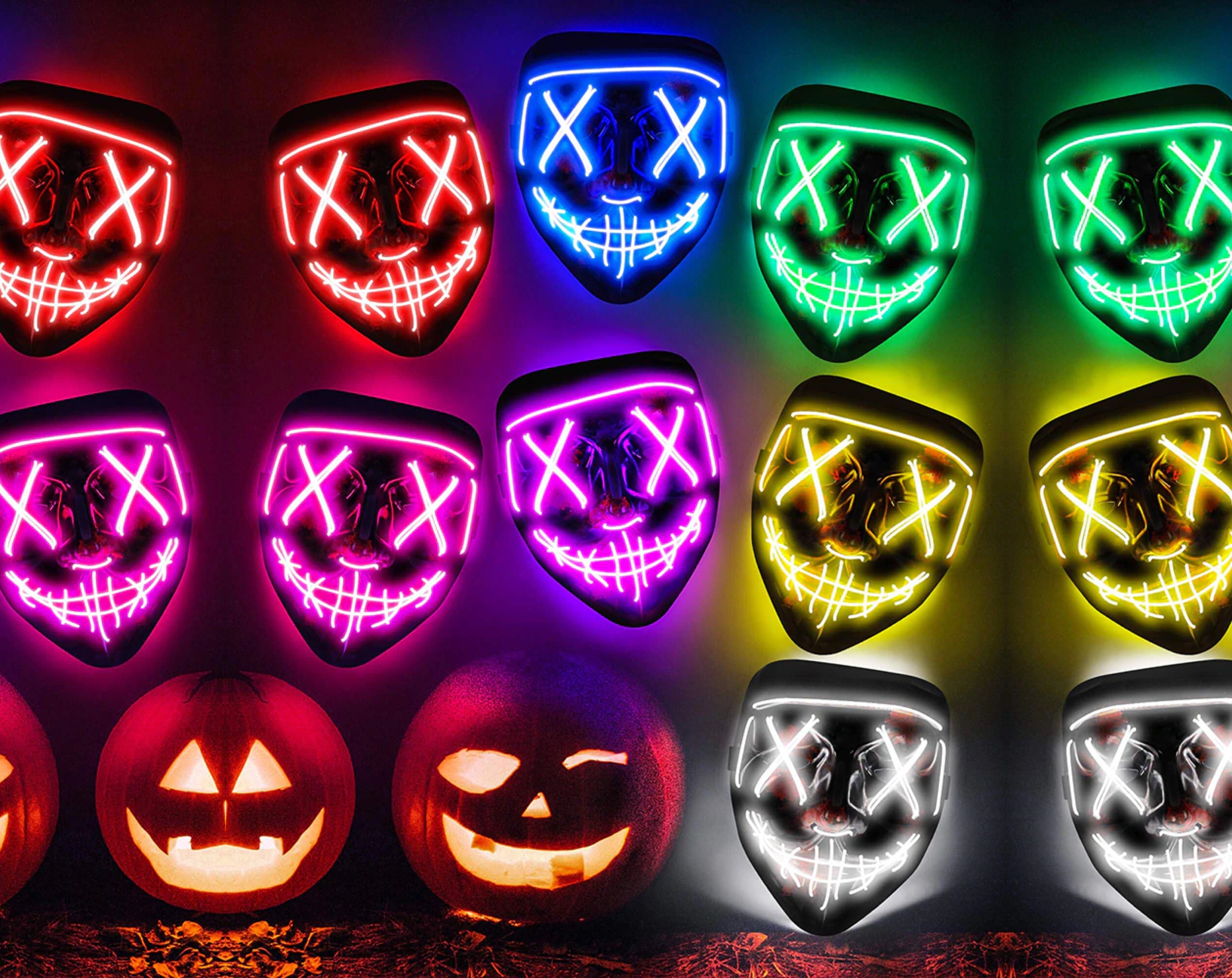 Halloween Neon Led Purge Wireless Mask Masquerade Carnival - Etsy Singapore