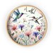 Watercolor Wildflowers and Hummingbirds Wall Clock, Soft Floral ...