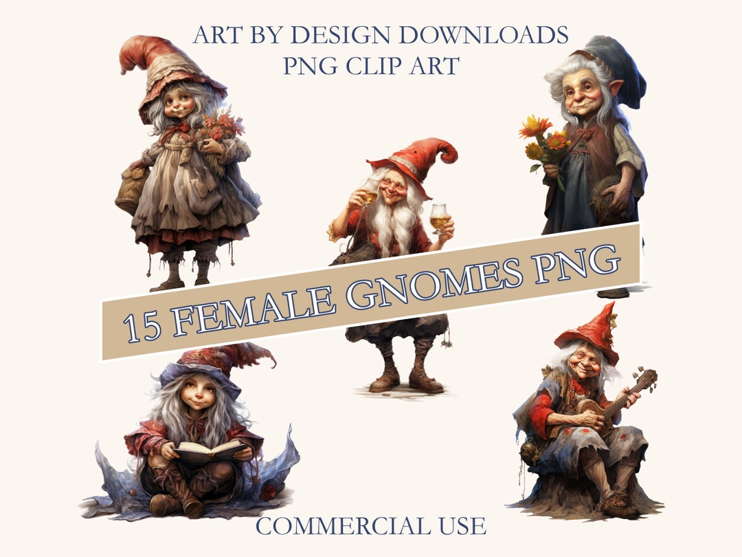 15 Female Gnomes PNG Clip Art, Clipart Images, Crafts, Memory Books ...