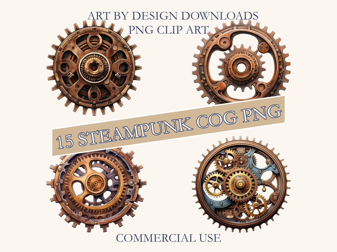 15 Steampunk Cogs PNG Clipart, Clip Art Images, for Crafts, Memory ...