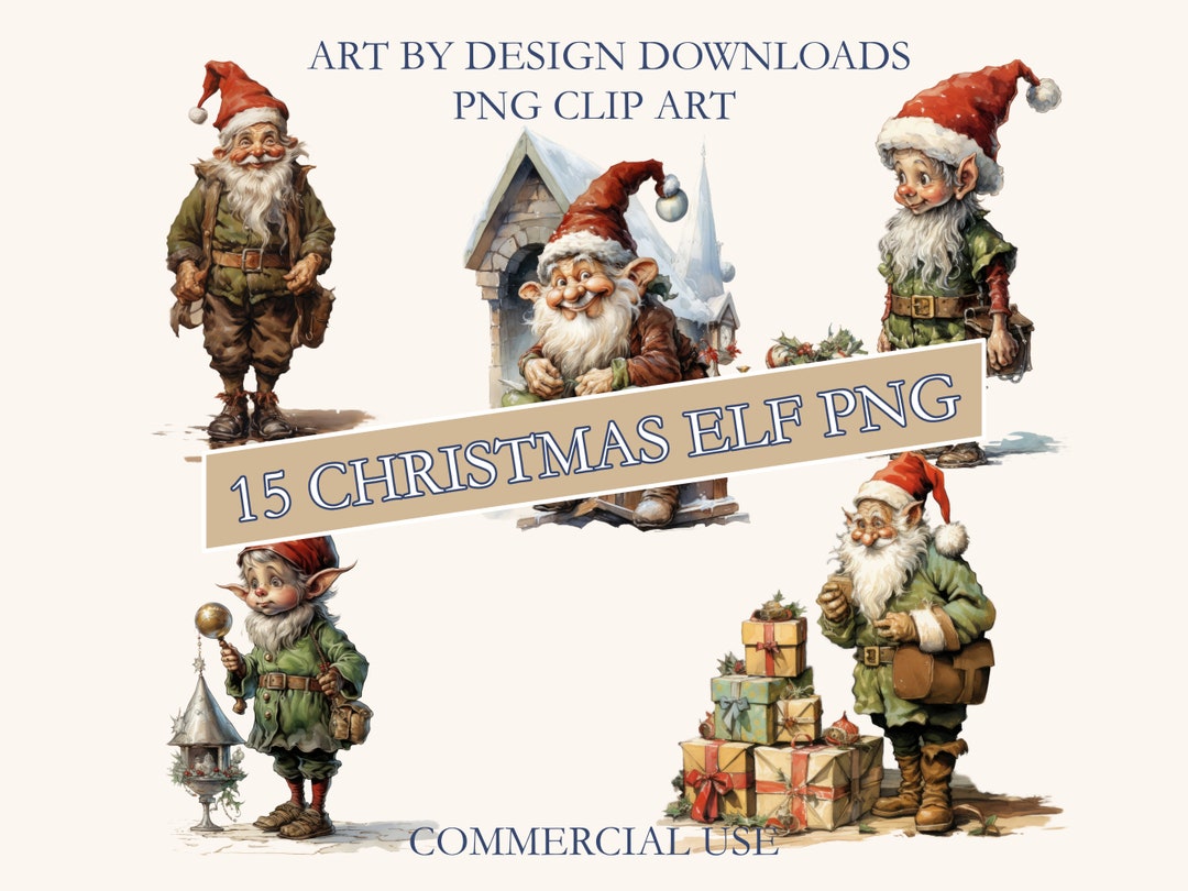 Buy 15 Christmas Elf Clipart PNG, Clip Art Images, Crafts, Memory Books ...