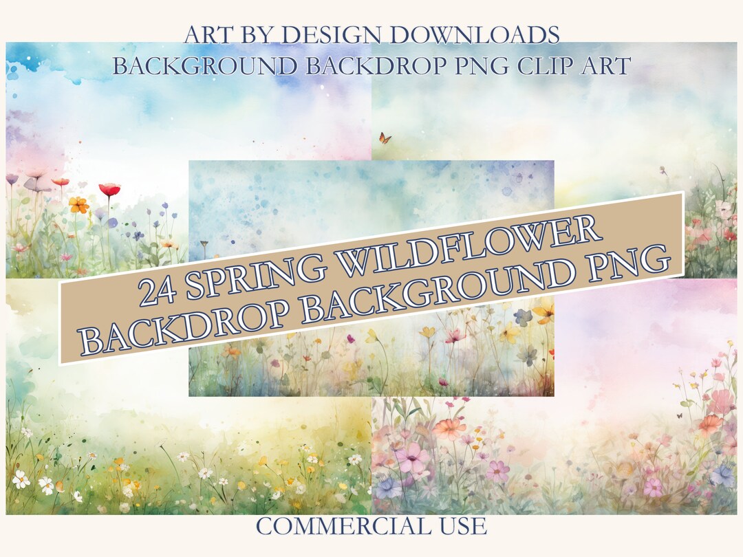 24 Spring Wildflower Background Backdrops PNG Clipart, Digital Paper ...