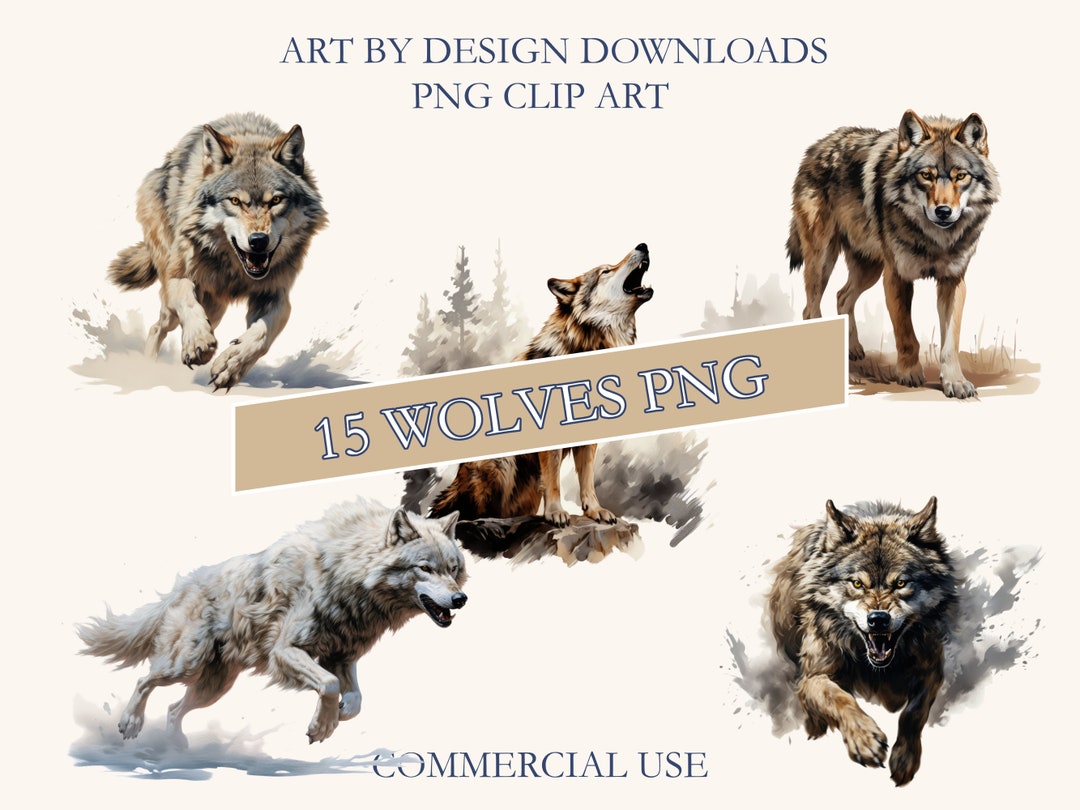 15 Wolves PNG Clip Art, Clipart Images, for Crafts, Memory Books, Junk ...