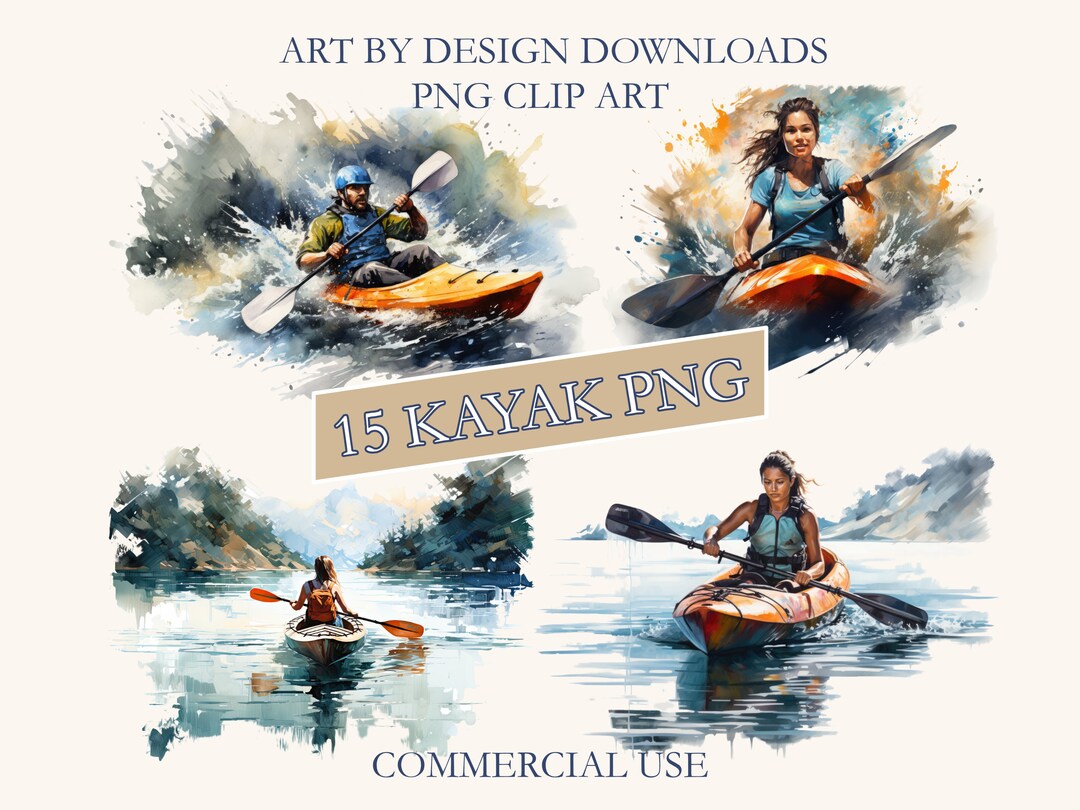 15 Kayak PNG Clip Art, Clipart Images, for Crafts, Memory Books, Junk ...