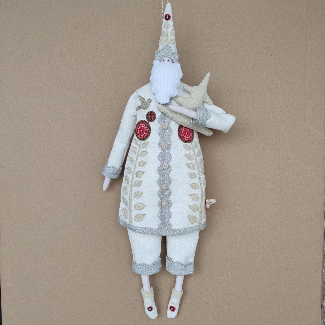 Handmade Santa Claus Tilda Doll in Fancy Suit With Ornaments and ...