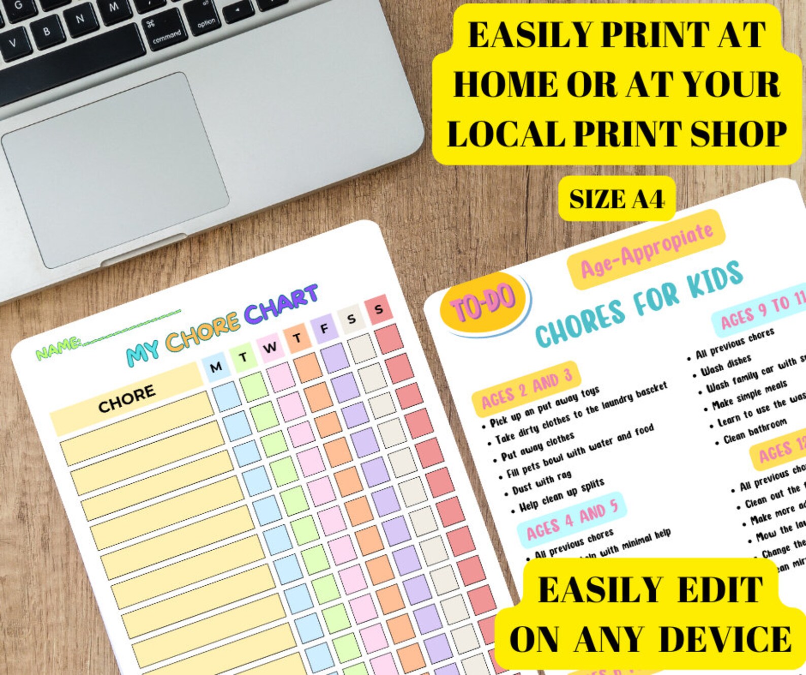 Editable Chore Chart for Kids | Printable | Kids Daily Responsibility ...