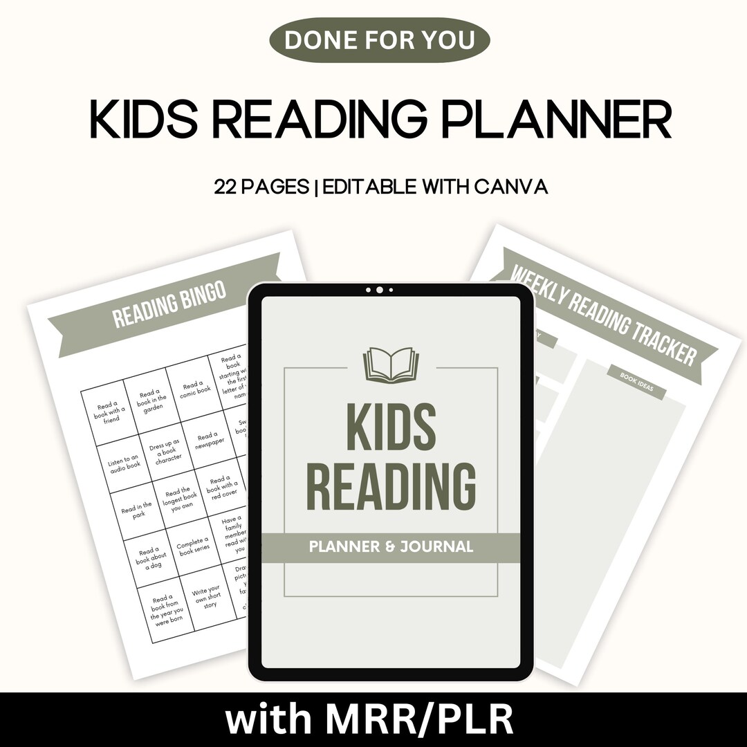 Kids Reading Planner, MRR Kids Reading Tracker, Done for You Reading ...