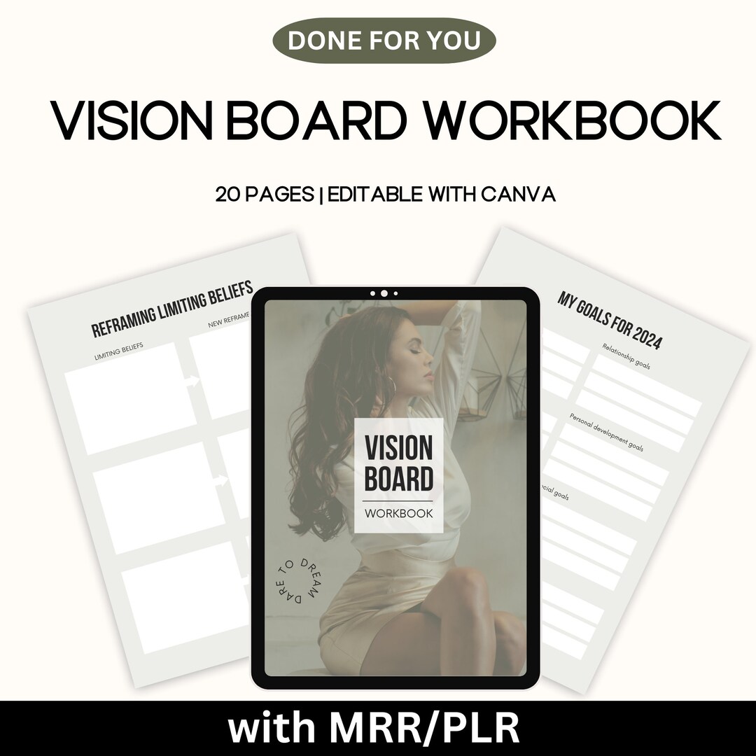 Vision Board Workbook, MRR Vision Board, Done for You Law of Attraction ...