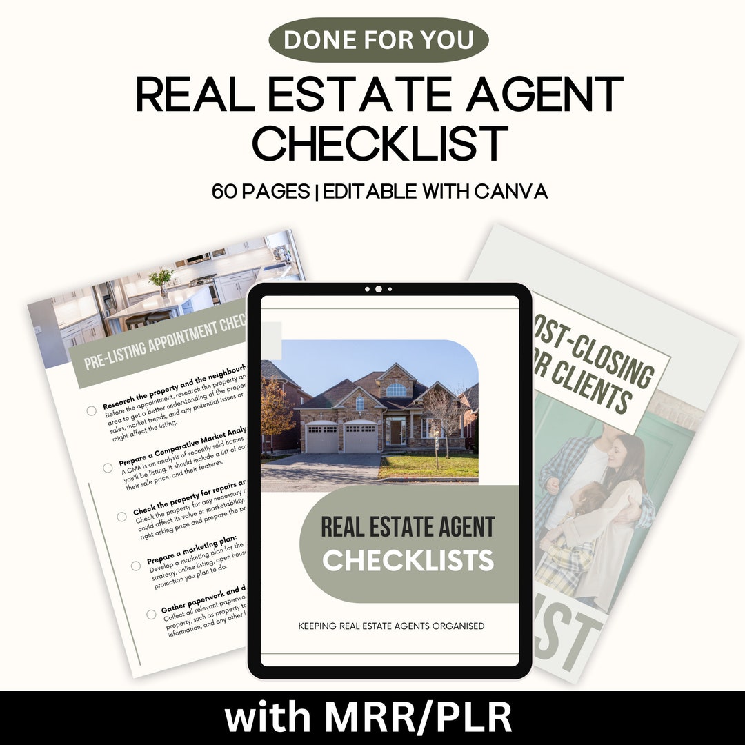 Realtor Checklist MRR, PLR Real Estate Agent Checklist, Buyer Checklist ...