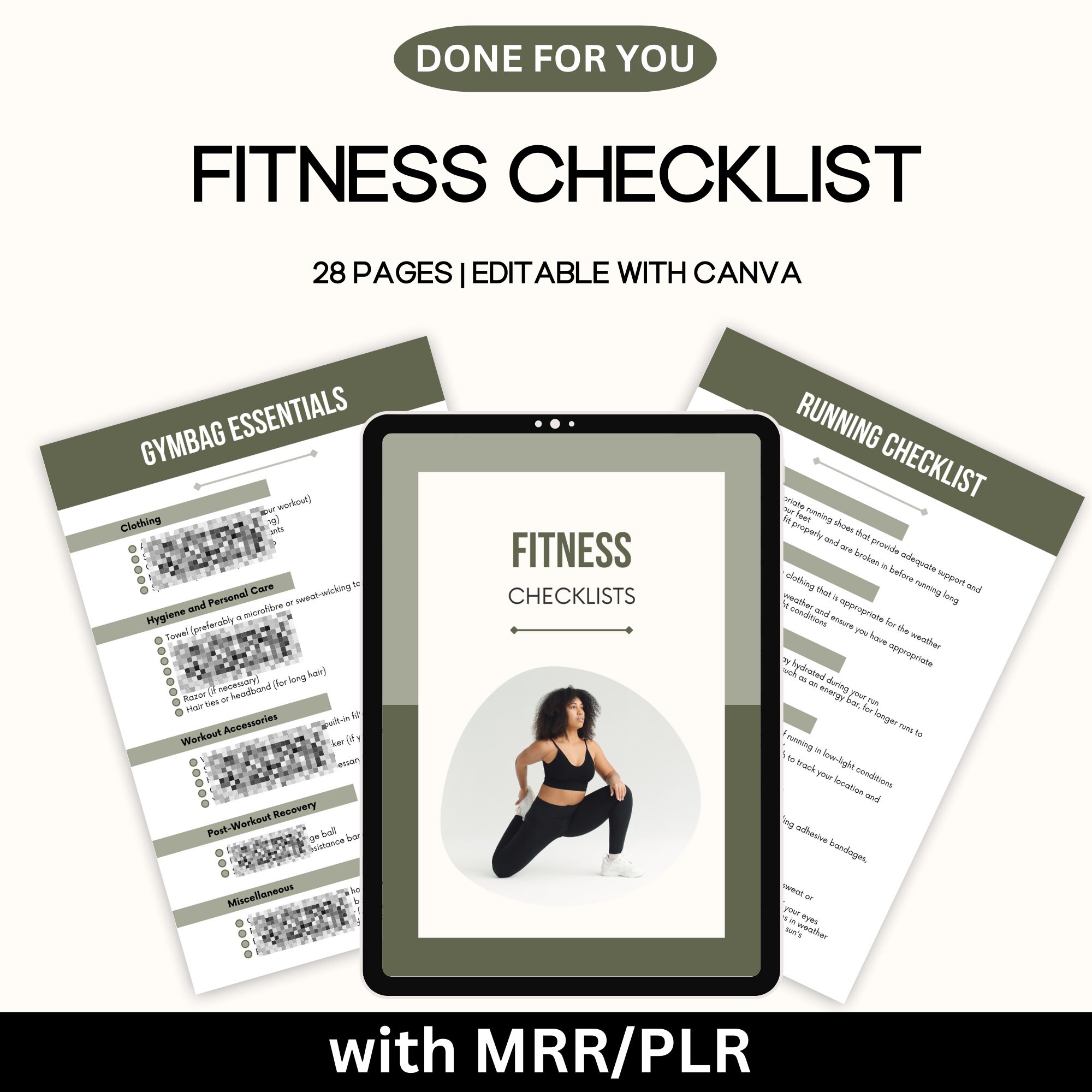 MRR Fitness Checklist, MRR Workout Checklist, Done for You Self Care ...
