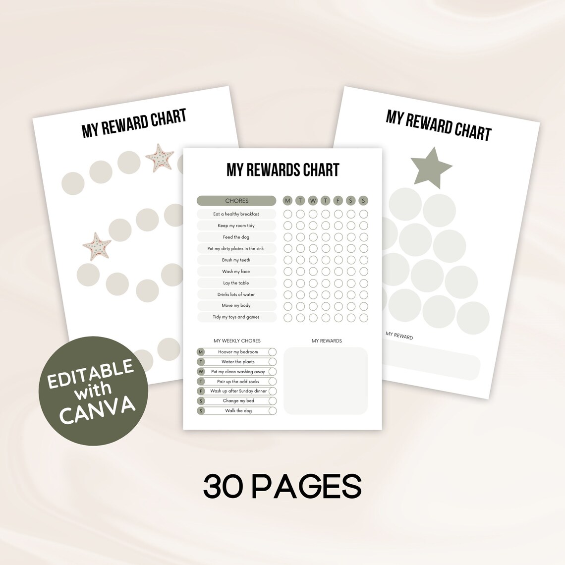 Rewards Chart Editable, MRR Rewards Chart, MRR Kids Responsibility ...