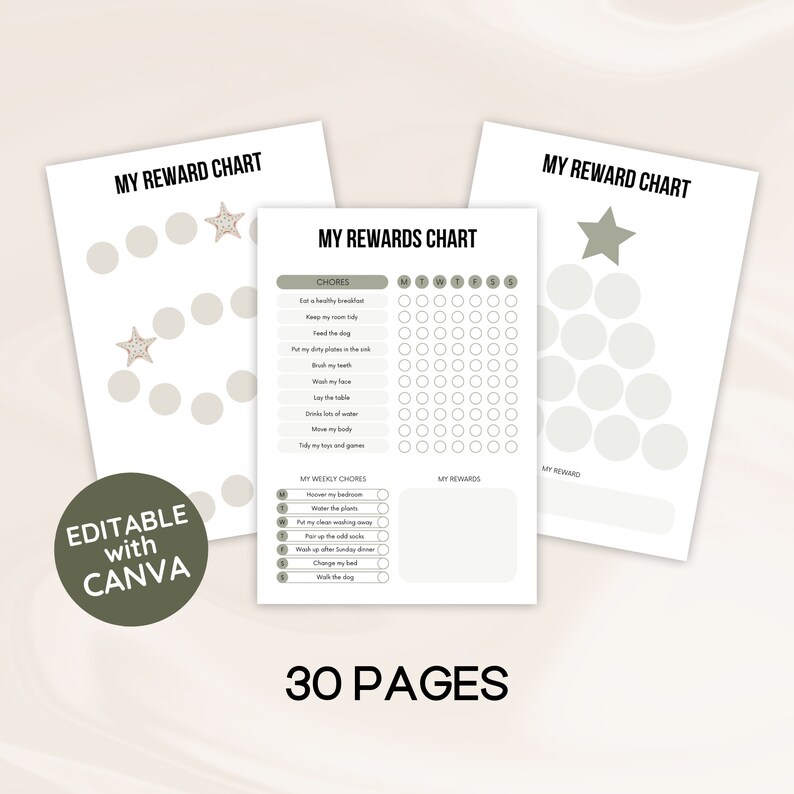 Rewards Chart Editable, MRR Rewards Chart, MRR Kids Responsibility ...