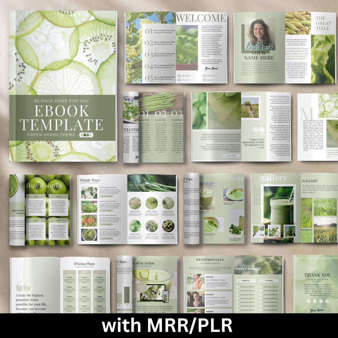 Green Ebook Template Editable in Canva, MRR Ebook Template, Health ...