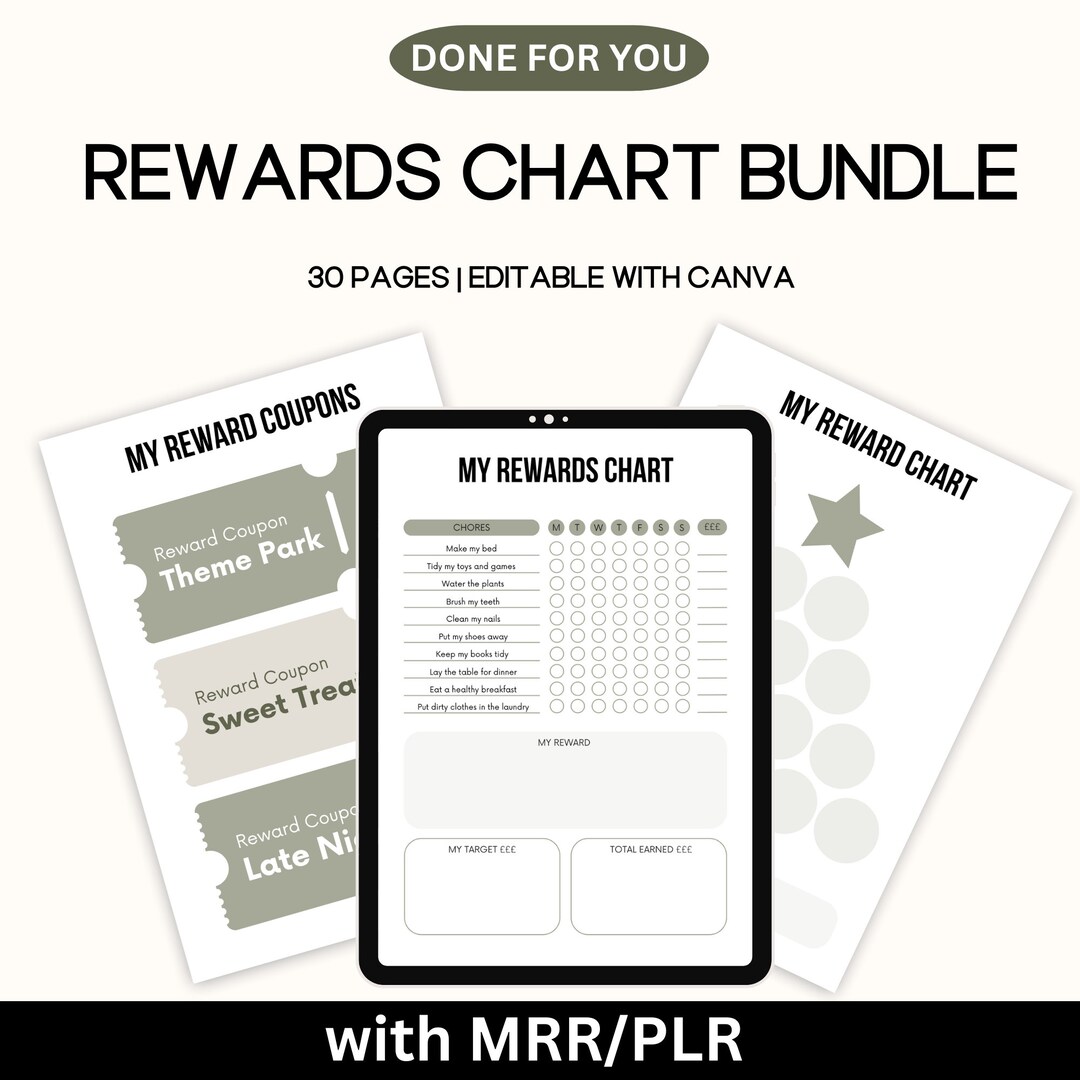 Rewards Chart Editable, MRR Rewards Chart, MRR Kids Responsibility ...