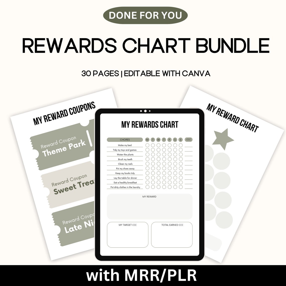 Rewards Chart Editable, MRR Rewards Chart, MRR Kids Responsibility ...