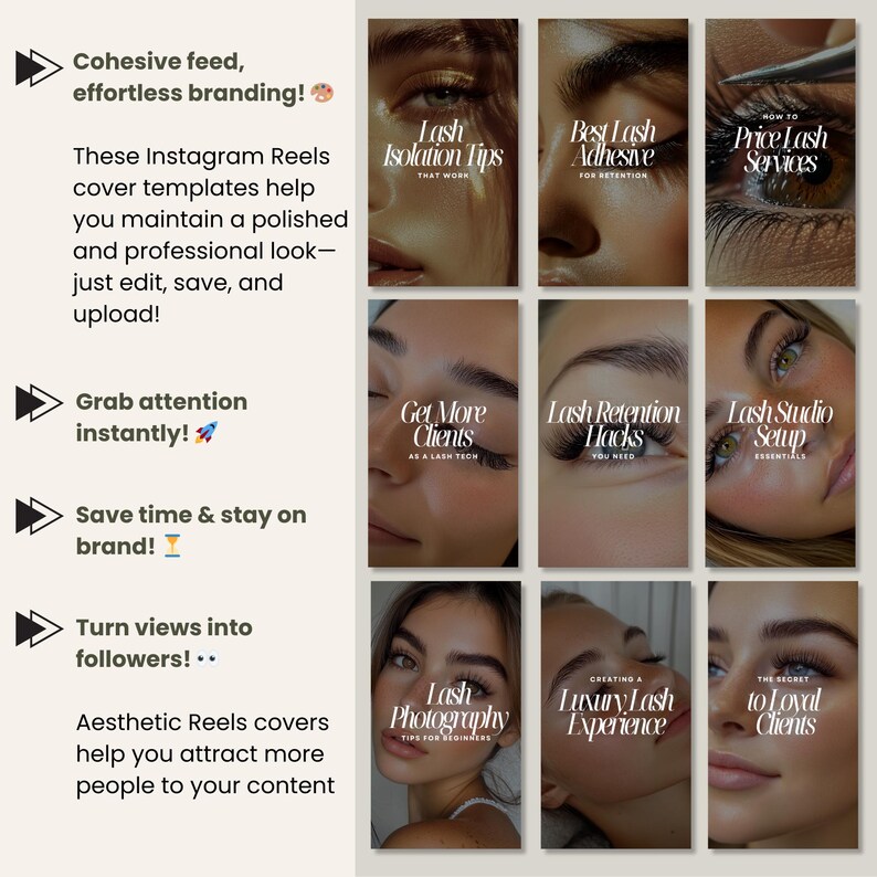 MRR Lash Technician Instagram Reels Cover, Lash Tech Canva Templates ...