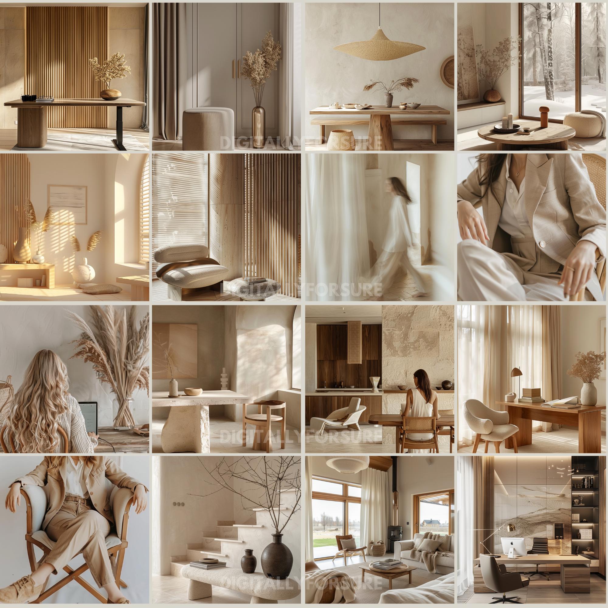 Neutral Home Interior Design, Neutral Office Beige Minimalist Aesthetic ...