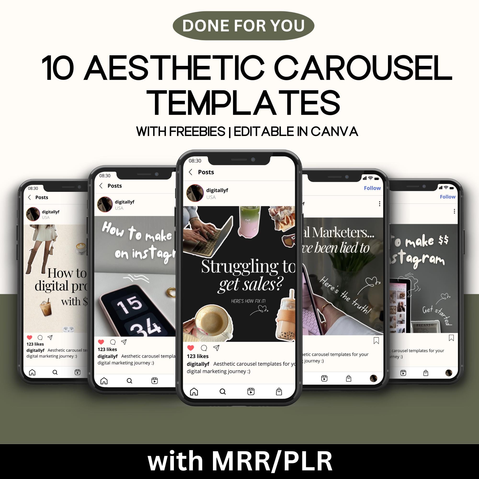 Instagram Carousel Template, Canva Carousel IG Template, Digital ...