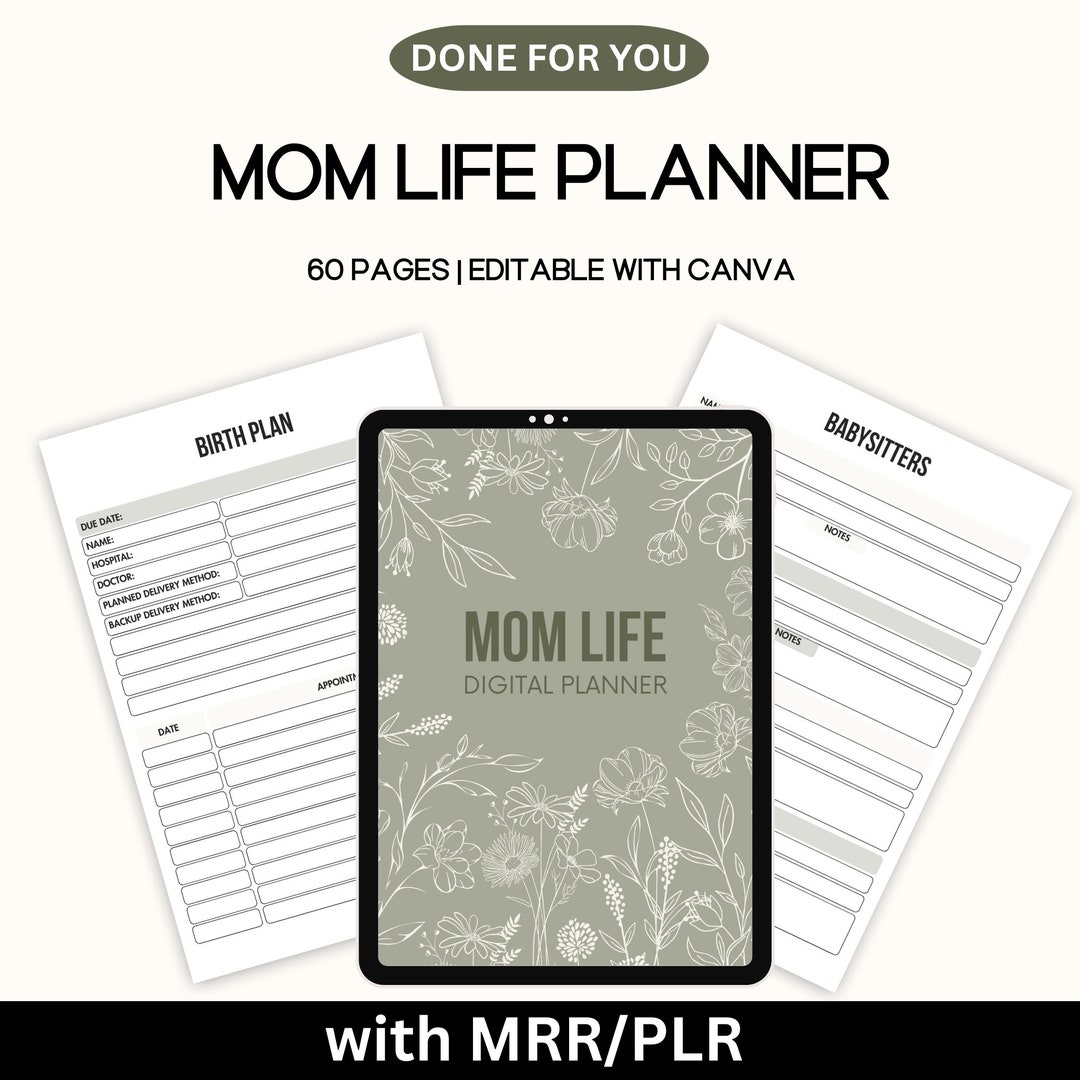 Mom Life Planner, Done for You Mom Planner, Busy Mom Planner, PLR ...