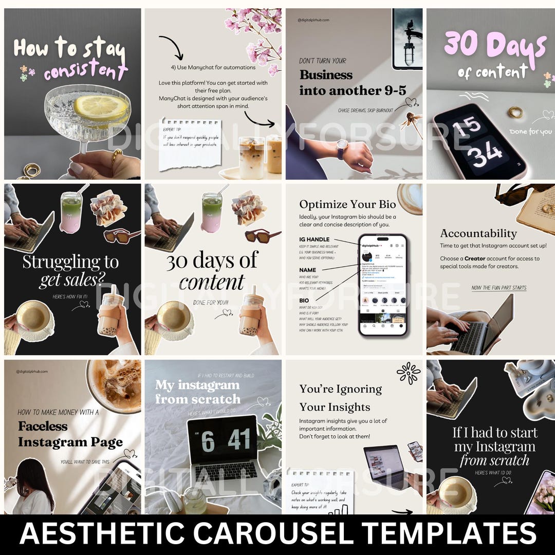 Instagram Carousel Template, Canva Carousel IG Template, Digital ...