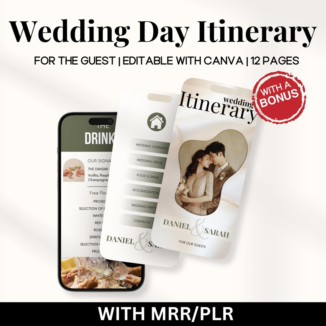 MRR Wedding Itinerary Template, Wedding Timeline Wedding Schedule ...