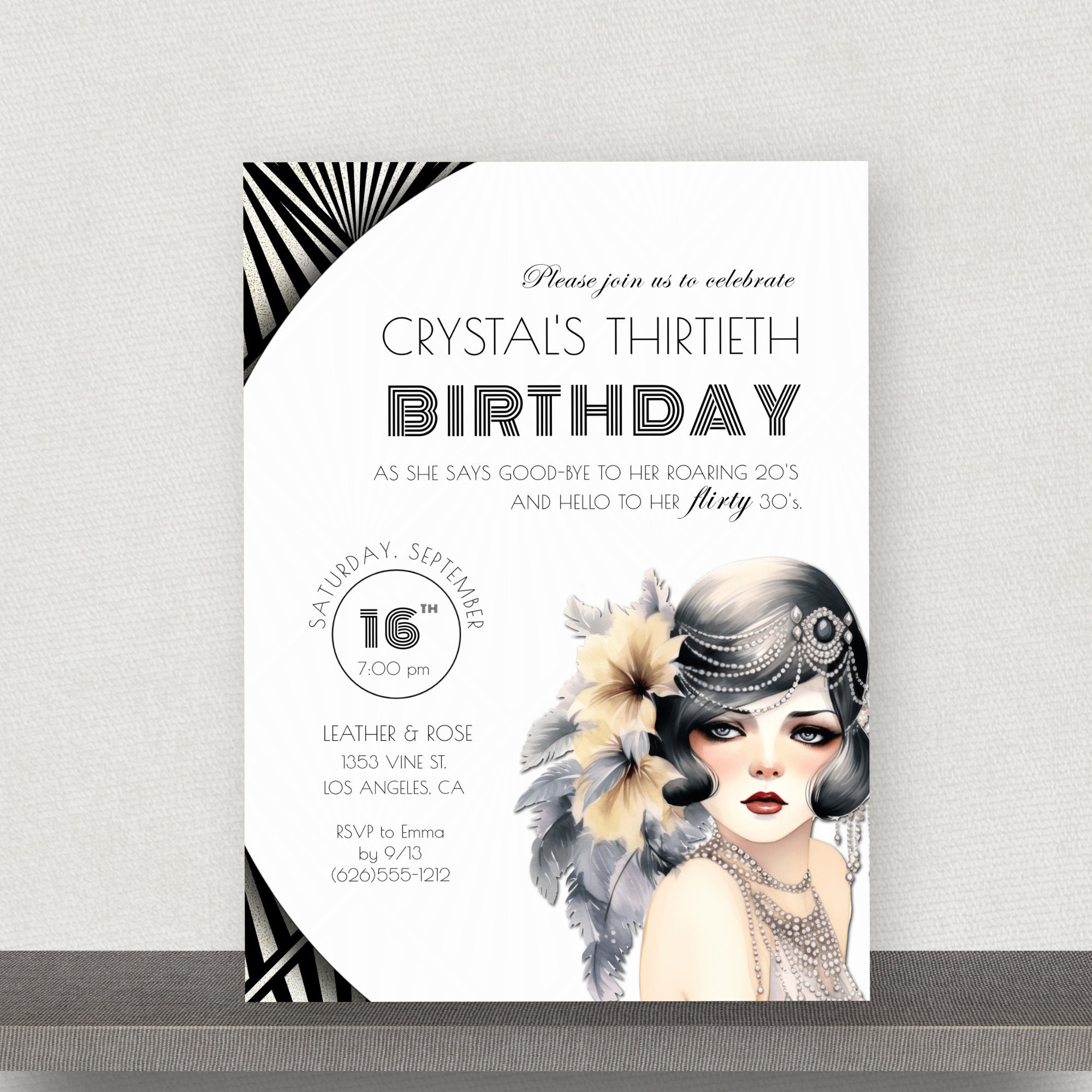 Art Deco Birthday Invitation | Art Nouveau Invite | 5 X 7 | 30th ...