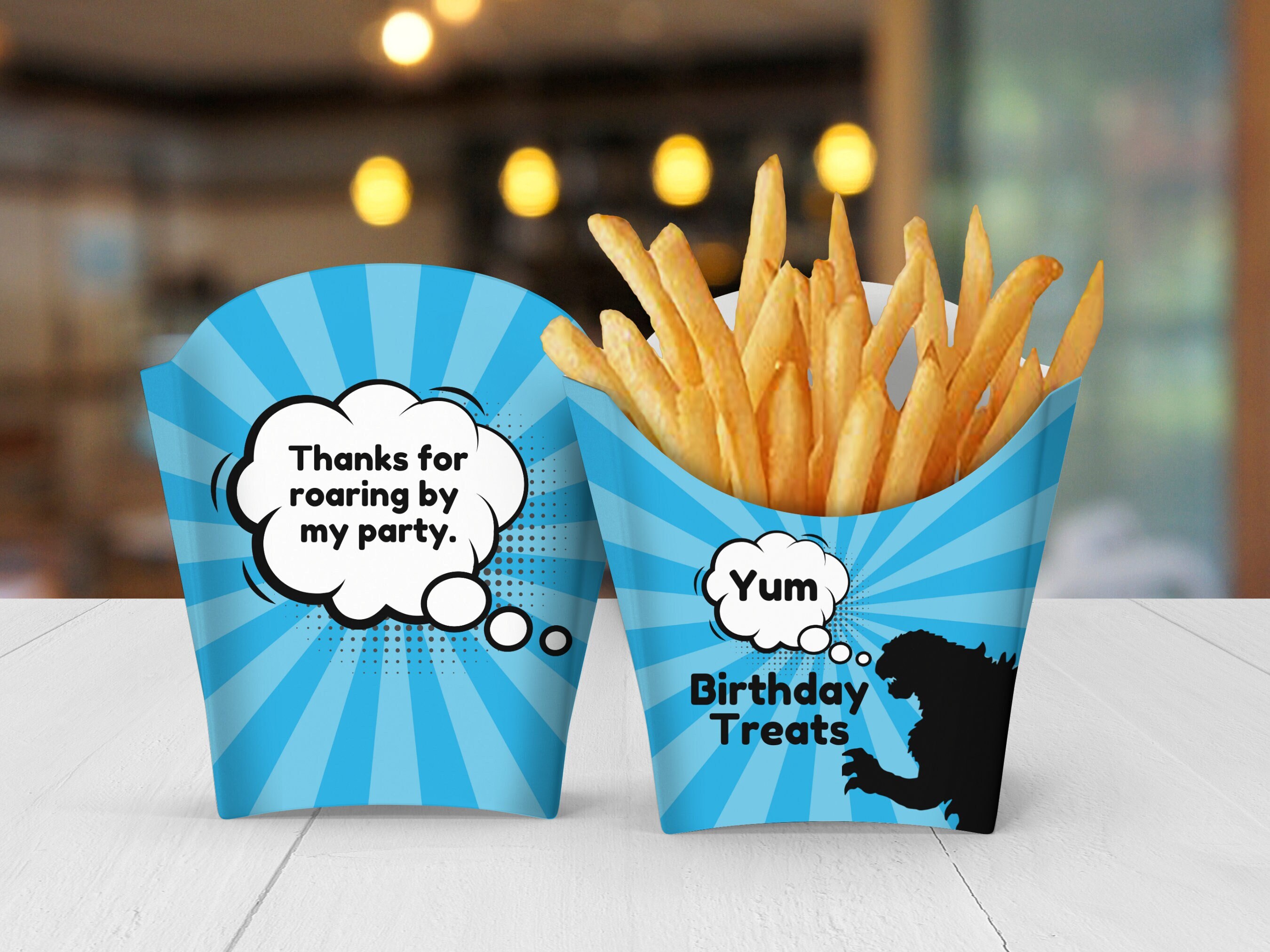 Godzilla Birthday Fry Box, Birthday Party Favor Box, French Fry Box ...