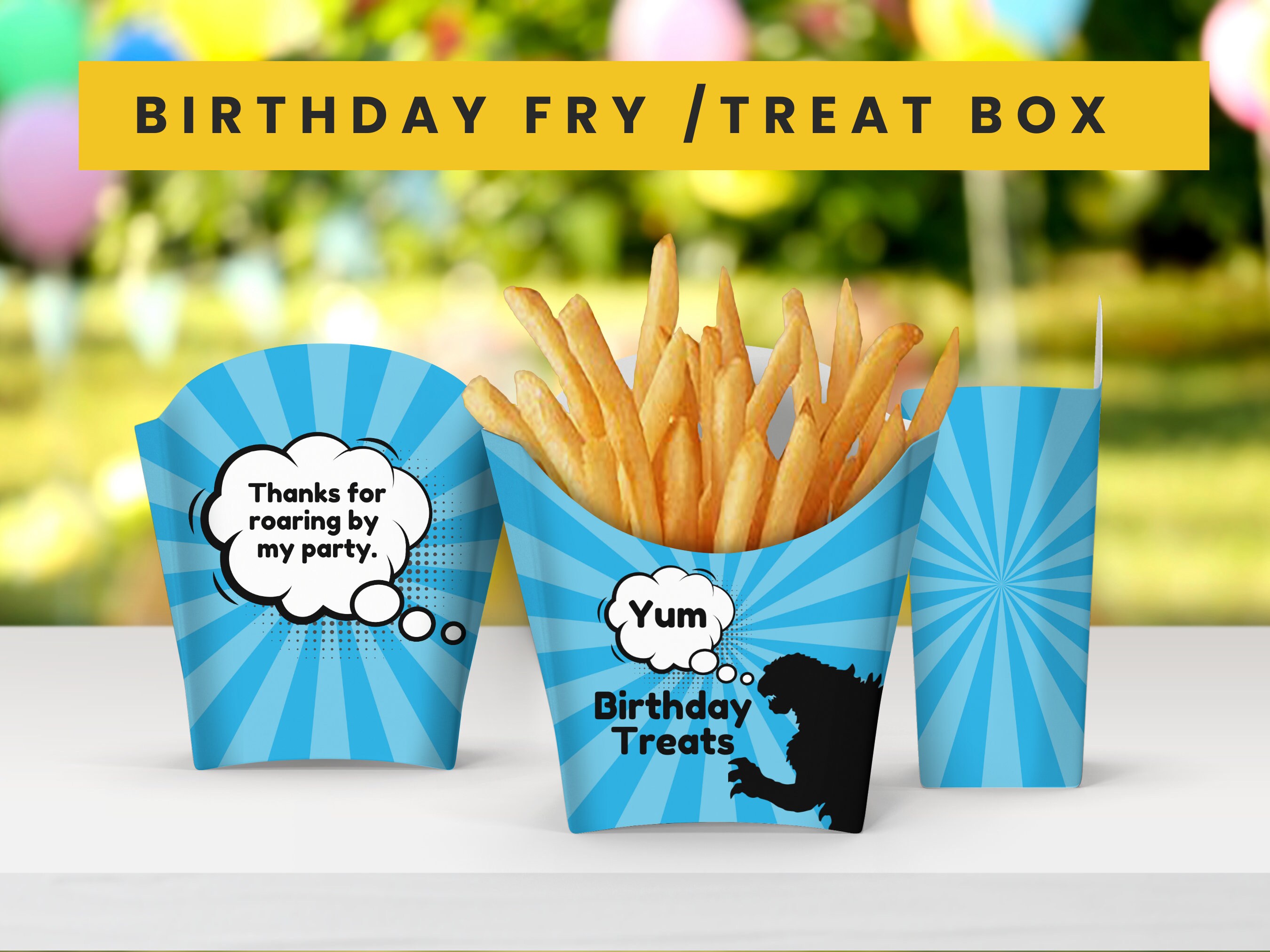 Godzilla Birthday Fry Box, Birthday Party Favor Box, French Fry Box ...